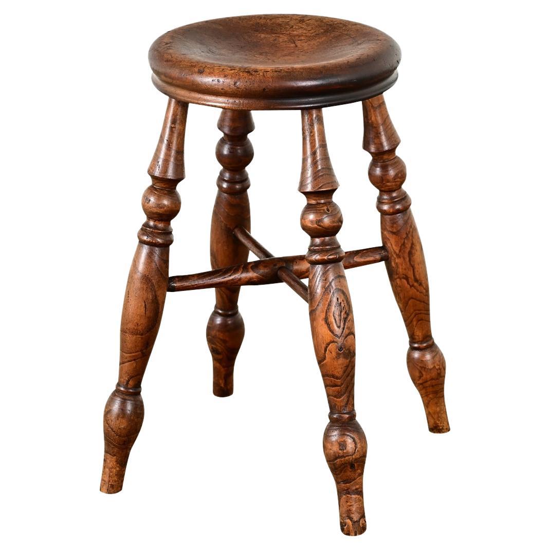 Antique English solid oak stool with a touch of art nouveau style For ...