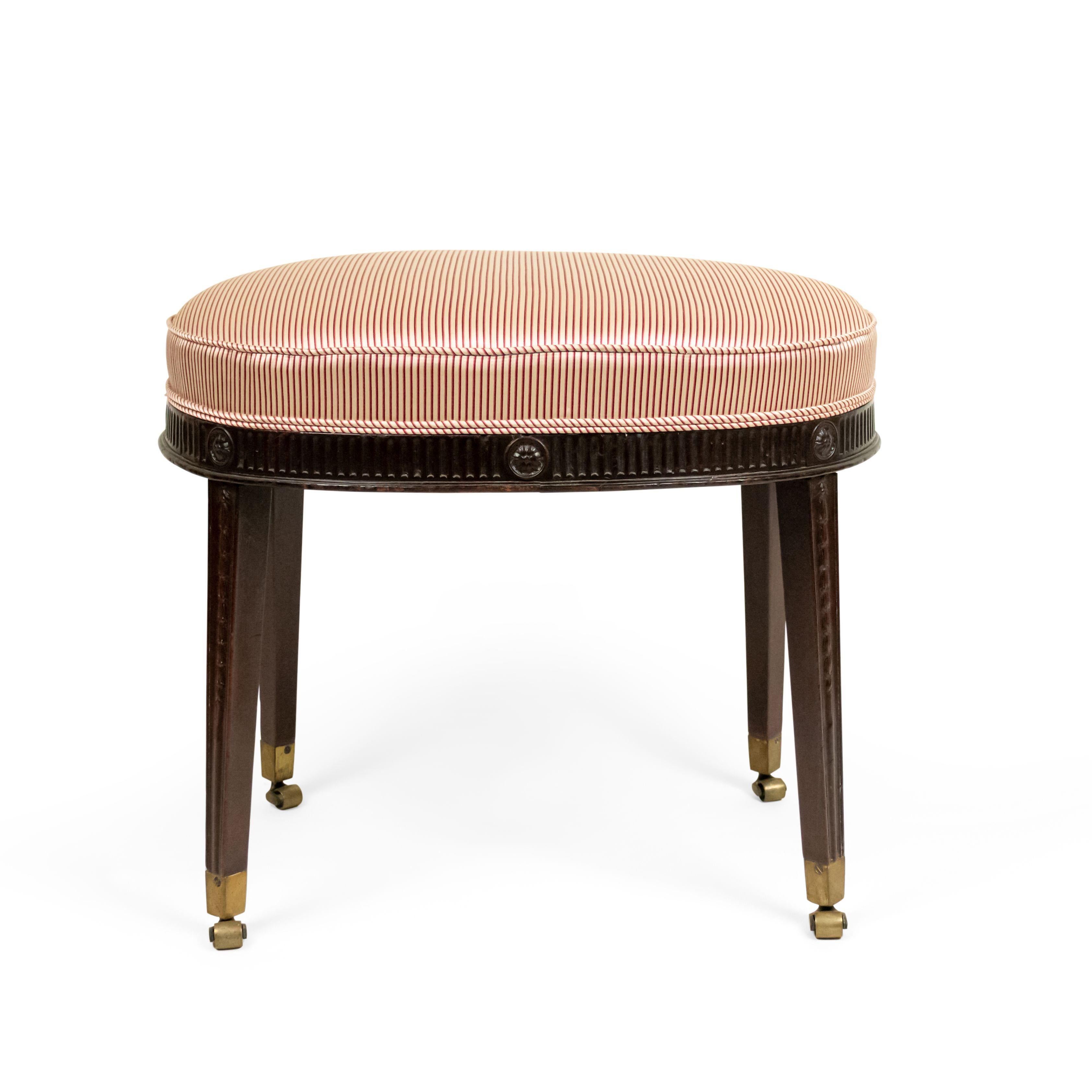 English Adam Red Stripe Bench For Sale at 1stDibs