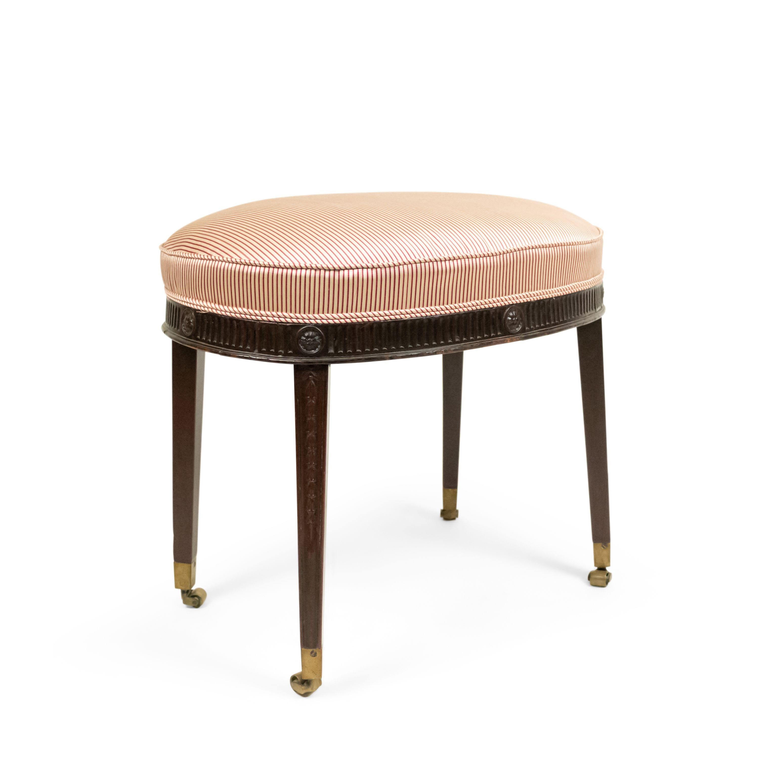 English Adam Red Stripe Bench For Sale at 1stDibs