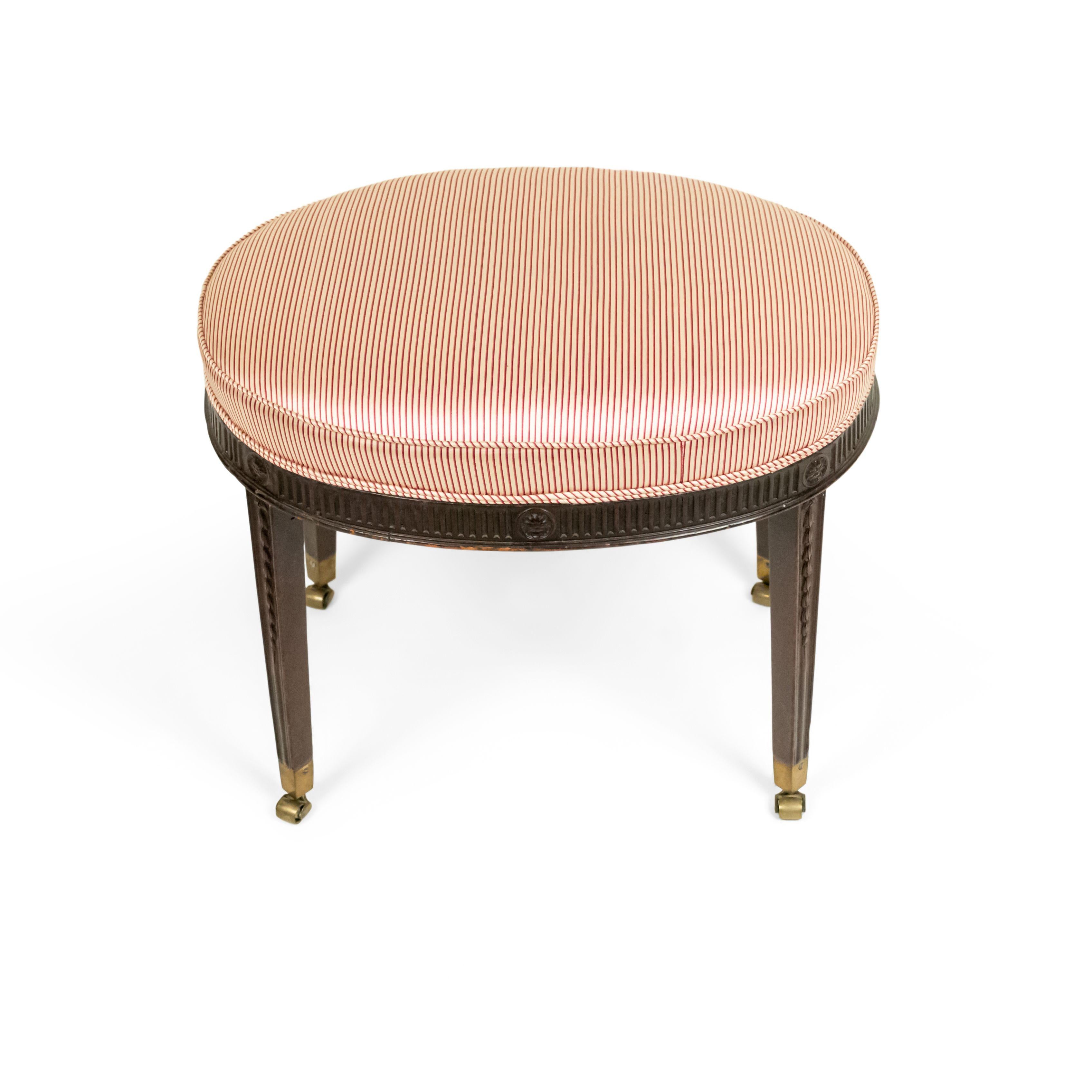 English Adam Red Stripe Bench For Sale at 1stDibs