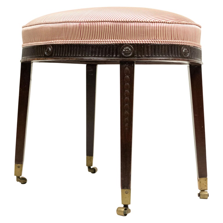 English Adam Red Stripe Bench For Sale at 1stDibs