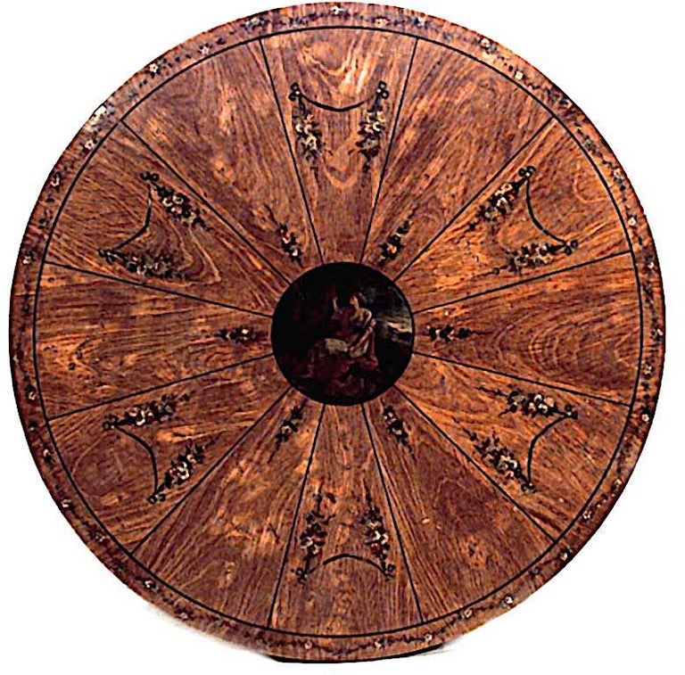 English Adam Style Satinwood Medallion Center Table For Sale at 1stDibs