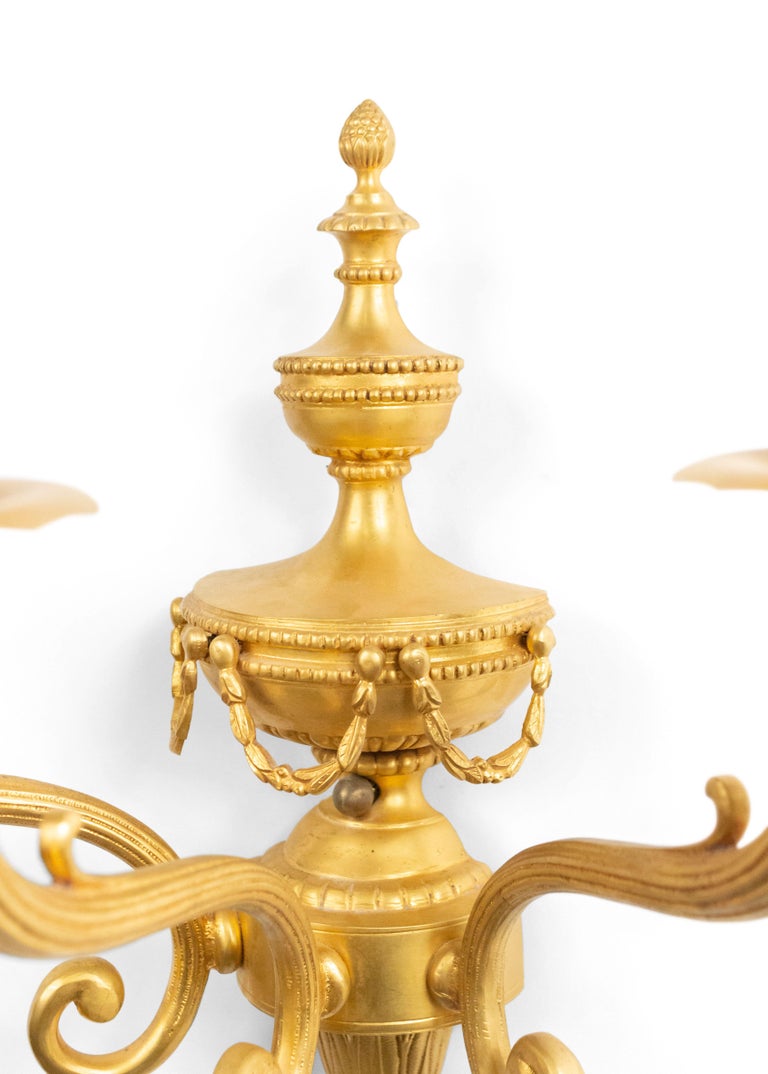 English Adam Style Bronze Dore Wall Sconces For Sale at 1stDibs
