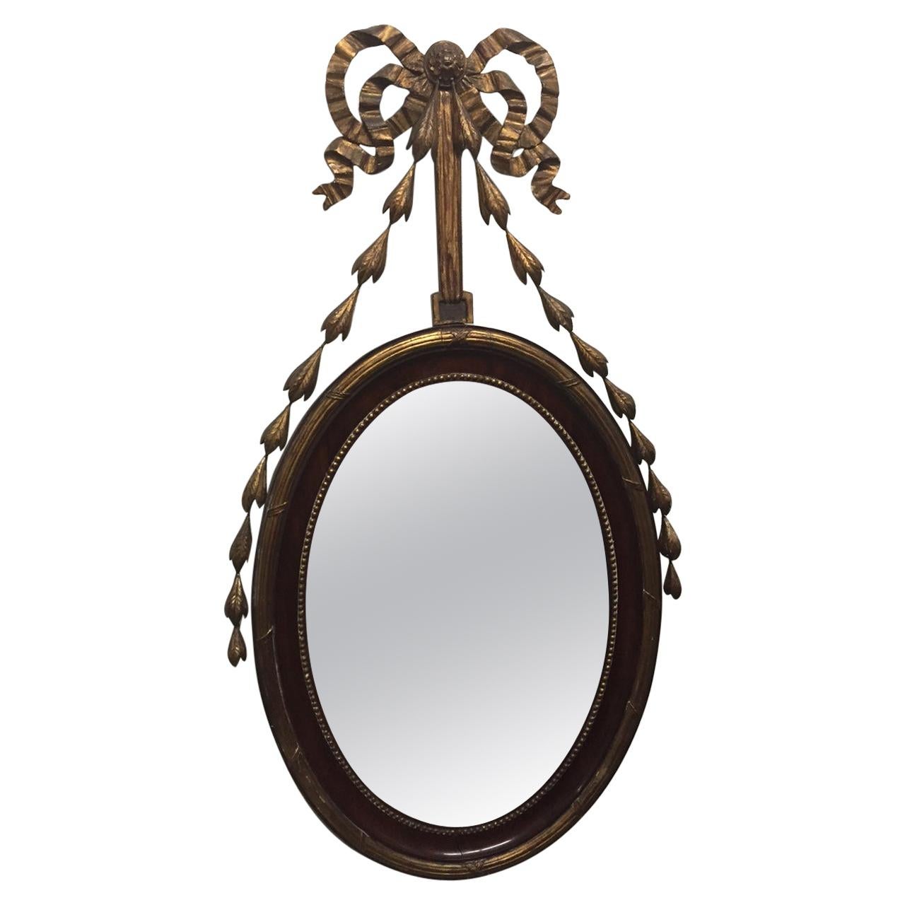 La Barge Oval Adam Style Wood and Italian Metal Beveled Mirror For Sale ...