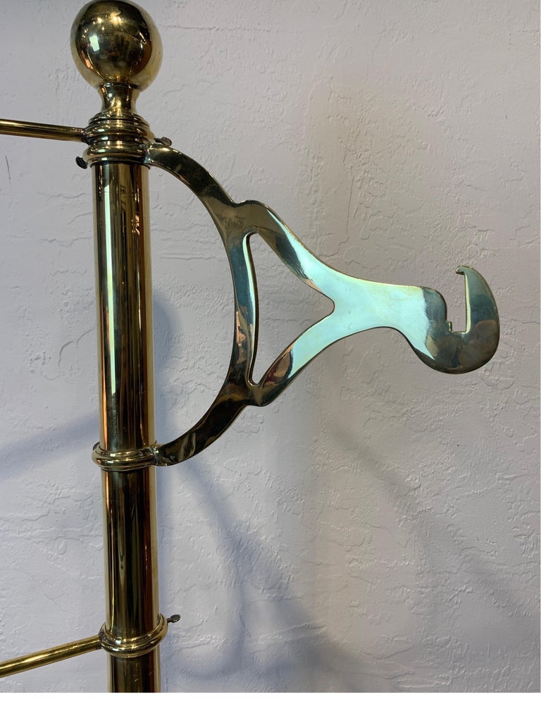 English Adjustable Brass Clothes Stand with Three Marble Insert Shelves ...