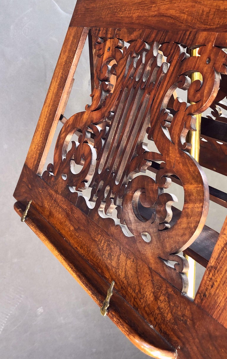 English Adjustable Duet Music Stand of Carved Walnut at 1stDibs