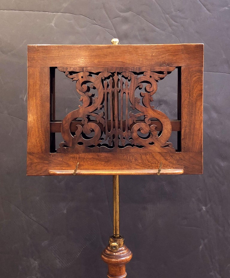 English Adjustable Duet Music Stand of Carved Walnut at 1stDibs
