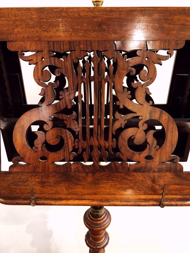 English Adjustable Duet Music Stand of Carved Walnut at 1stDibs