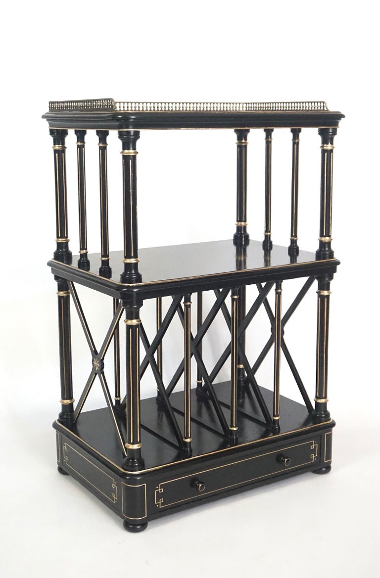 English Aesthetic Movement Ebonized and Parcel Gilt Canterbury Stand or ...