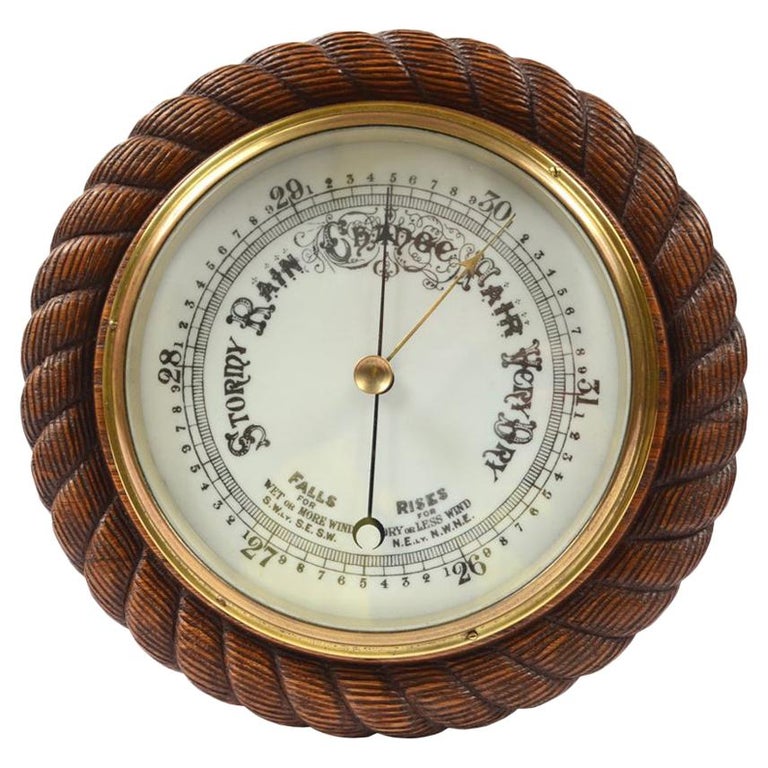 Antique Nautical English Aneroid Barometer XIX Century of Oakwood ...