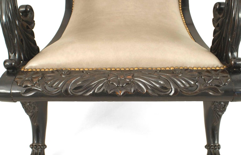 Anglo-Indian Ebony and Gray Leather Arm Chair For Sale at 1stDibs ...
