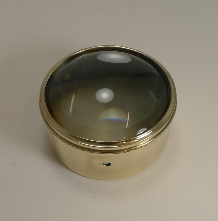 English Antique Brass Desk Magnifying Glass / Paperweight, circa 1910 ...