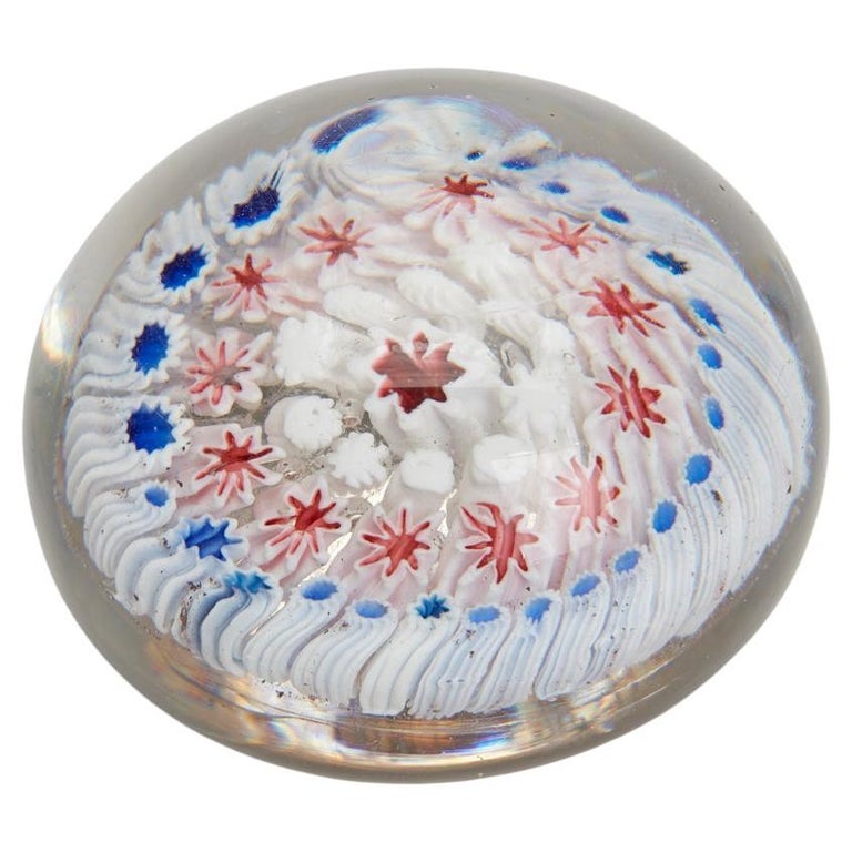 English Antique Concentric Star Cane Glass Paperweight For Sale at 1stDibs
