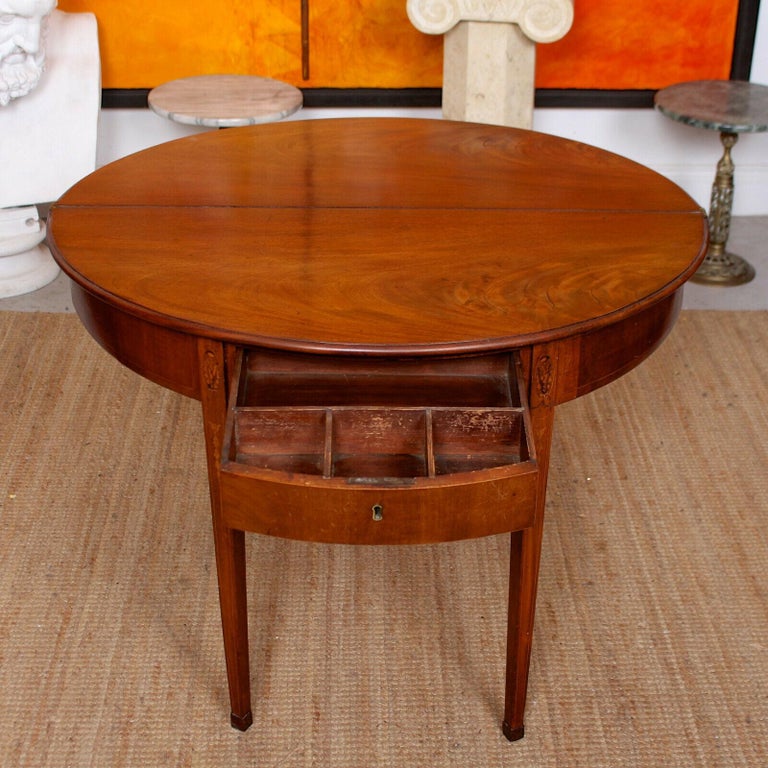 English Antique Demilune Card Table Circular Mahogany Folding Console ...
