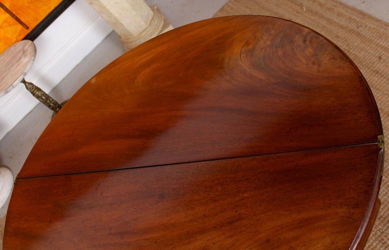 English Antique Demilune Card Table Circular Mahogany Folding Console ...