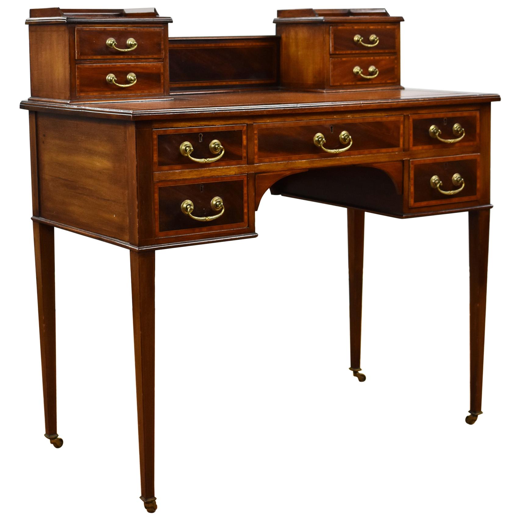 Early 1900's Edwardian Carved Mahogany Desk For Sale at 1stDibs