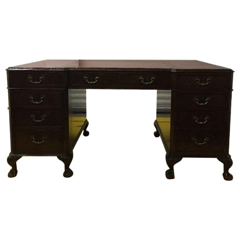 Traditional English Antique George III Leather Topped Partner Desk at ...