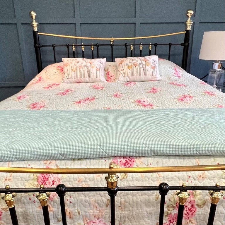 English Antique King Brass and Iron Bedstead at 1stDibs