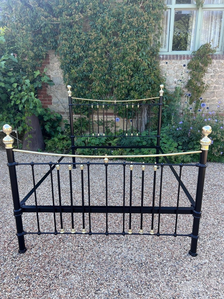 English Antique King Brass and Iron Bedstead at 1stDibs