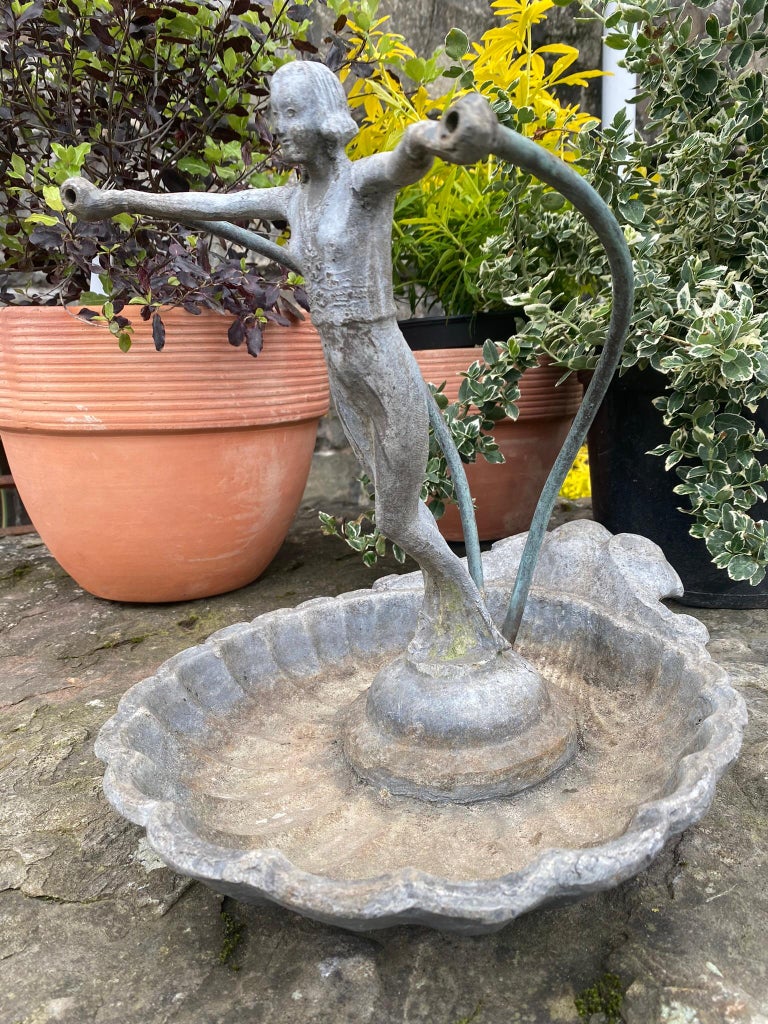 English Antique Lead Figural Fountainhead Ornamental Garden Fountain ...