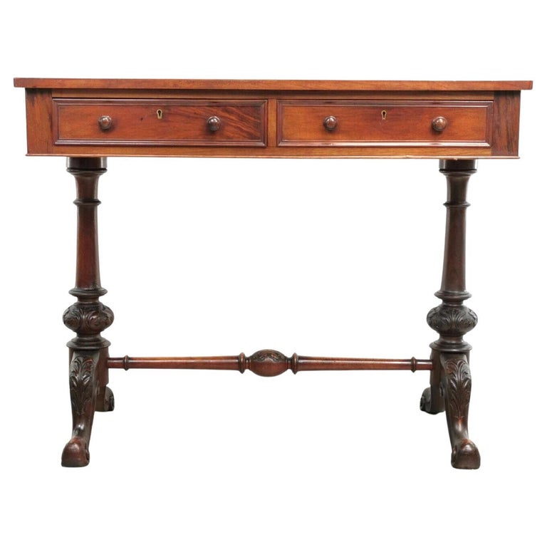 English Antique Mahogany 19th Century Library Table Writing Desk For ...