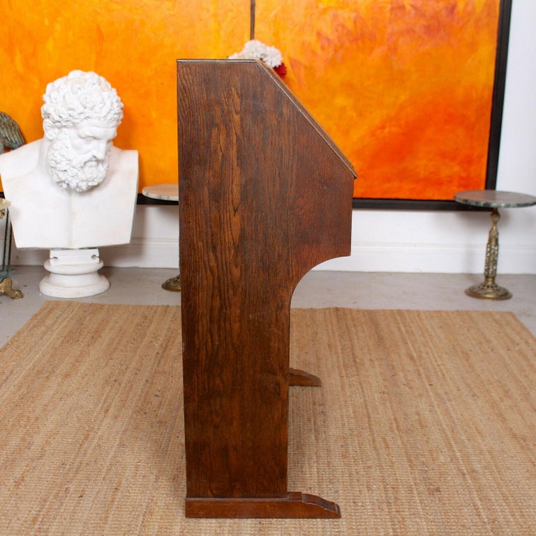 English Antique Oak Bureau Arts and Crafts Writing Desk Chest For Sale ...