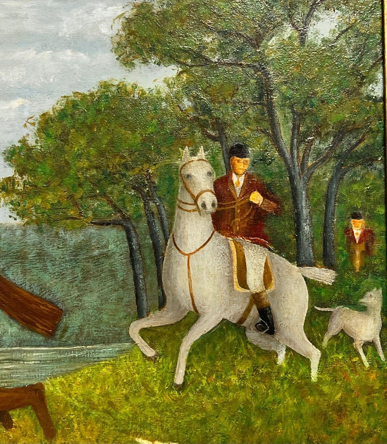 English Antique - Huge Antique English Primitive Naive Sporting Art ...