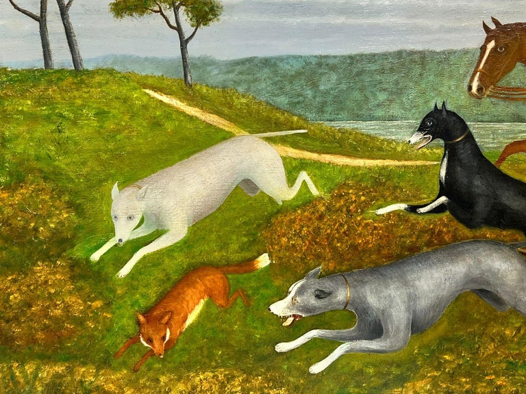 English Antique - Huge Antique English Primitive Naive Sporting Art ...