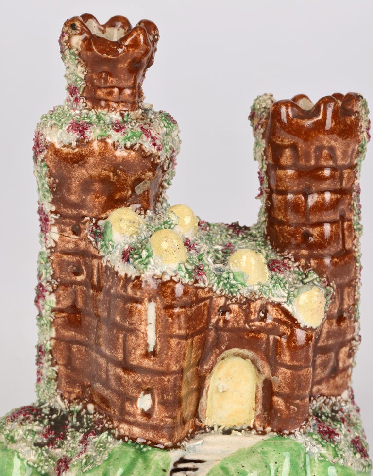 English Antique Pearlware Pottery Castle Spill Holder For Sale at 1stDibs