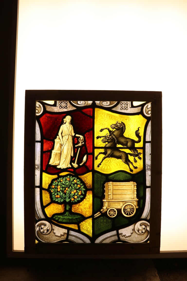 English Antique Stained Glass Window For Sale at 1stDibs