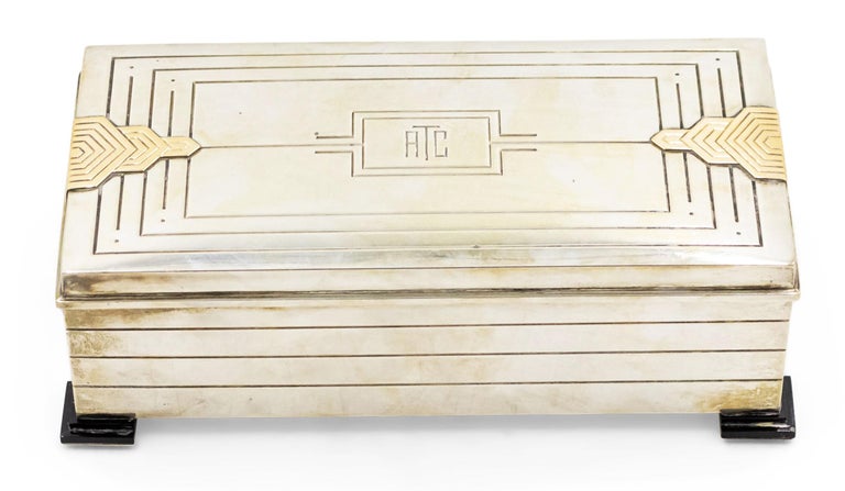English Art Deco Silver Box For Sale at 1stDibs