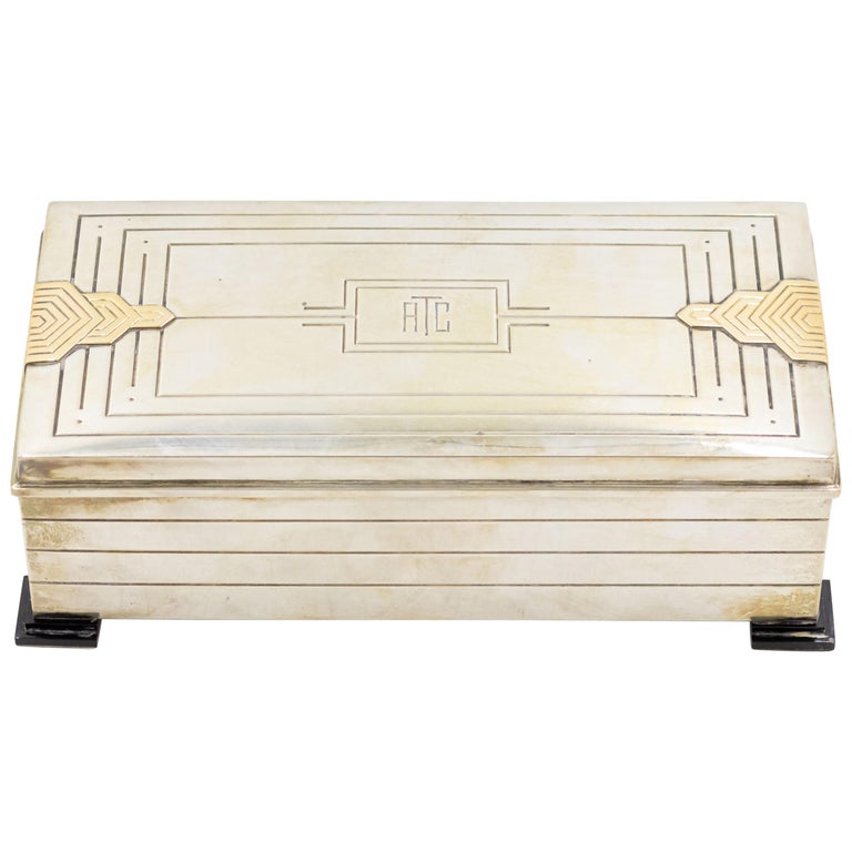 English Art Deco Silver Box For Sale at 1stDibs