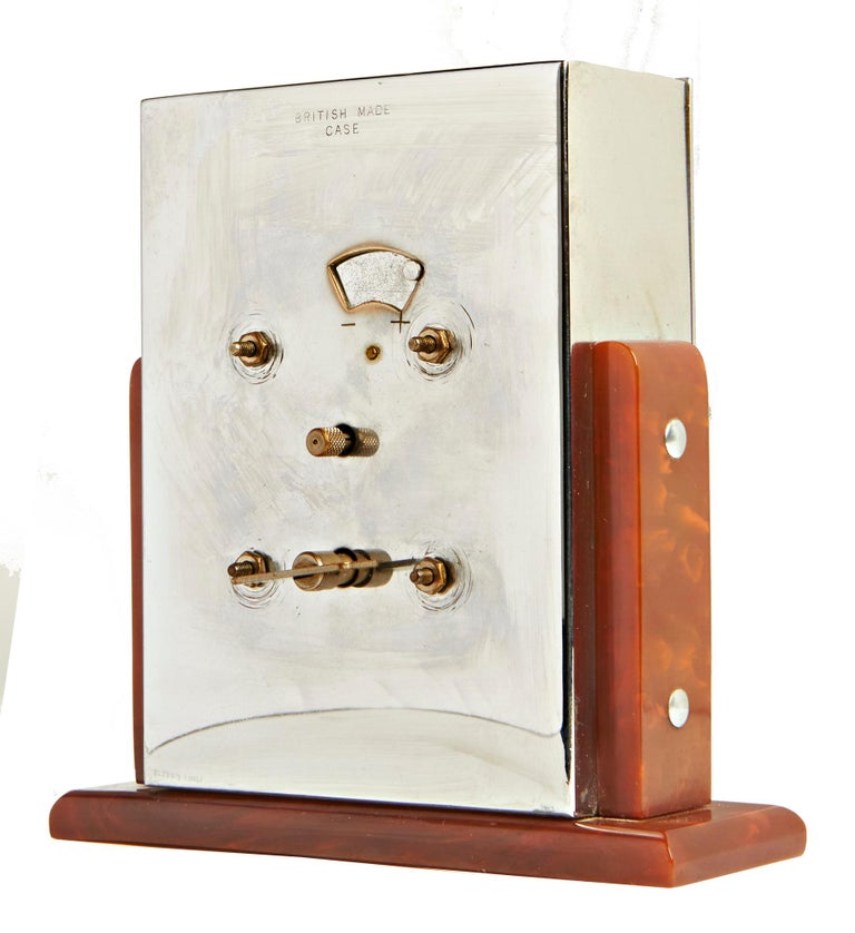 English Art Deco Chrome and Butterscotch/Tortoiseshell Bakelite 8-Day ...