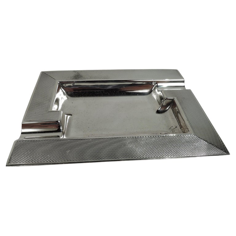 English Art Deco Classical Sterling Silver Ashtray For Sale at 1stDibs