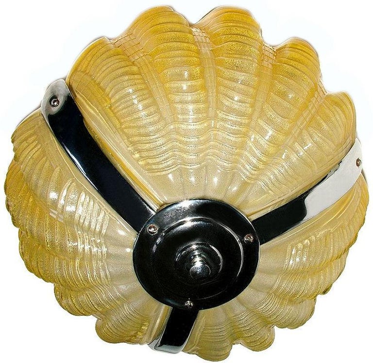English Art Deco Daffodil Yellow Ceiling Light, 1930s at 1stDibs