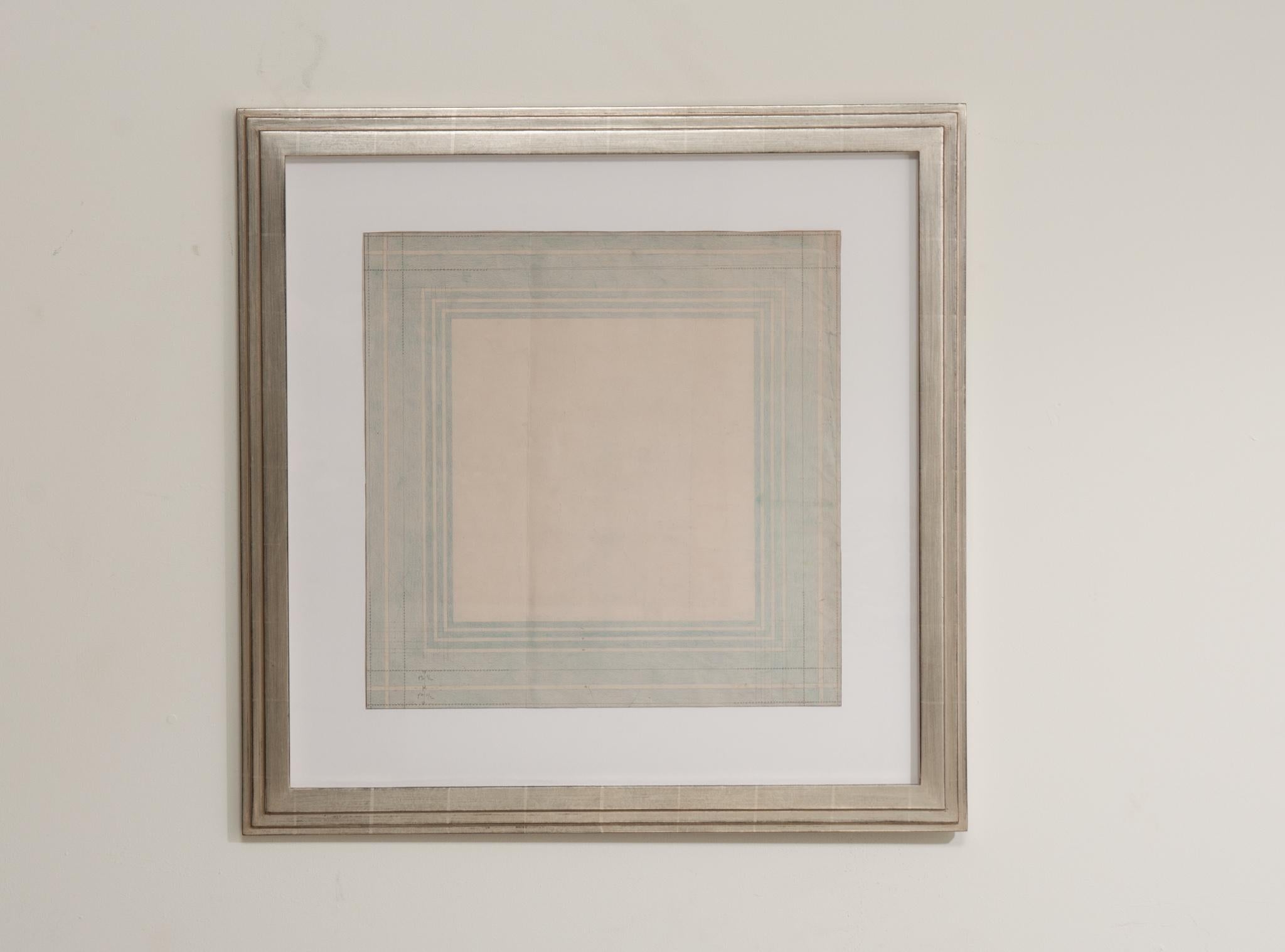 English Art Deco Drawing in Silver Gilt Frame For Sale at 1stDibs