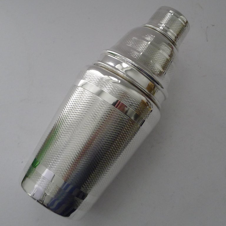 English Art Deco Engine Turned Cocktail Shaker, c.1930 at 1stDibs
