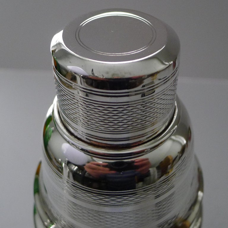 English Art Deco Engine Turned Cocktail Shaker, c.1930 at 1stDibs