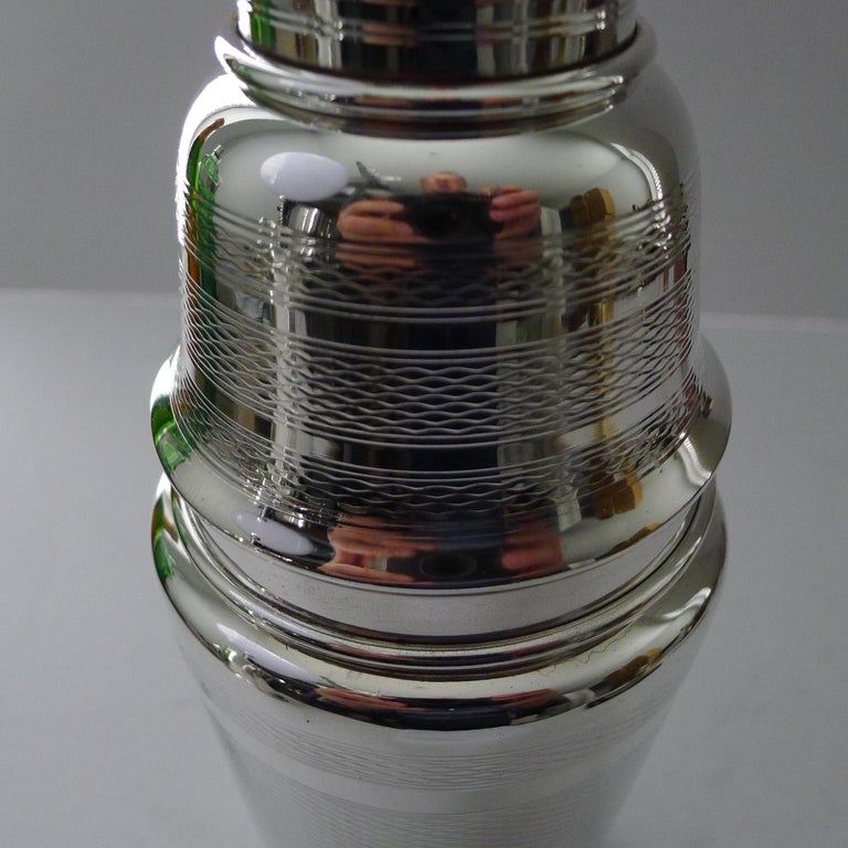 English Art Deco Engine Turned Cocktail Shaker, c.1930 at 1stDibs