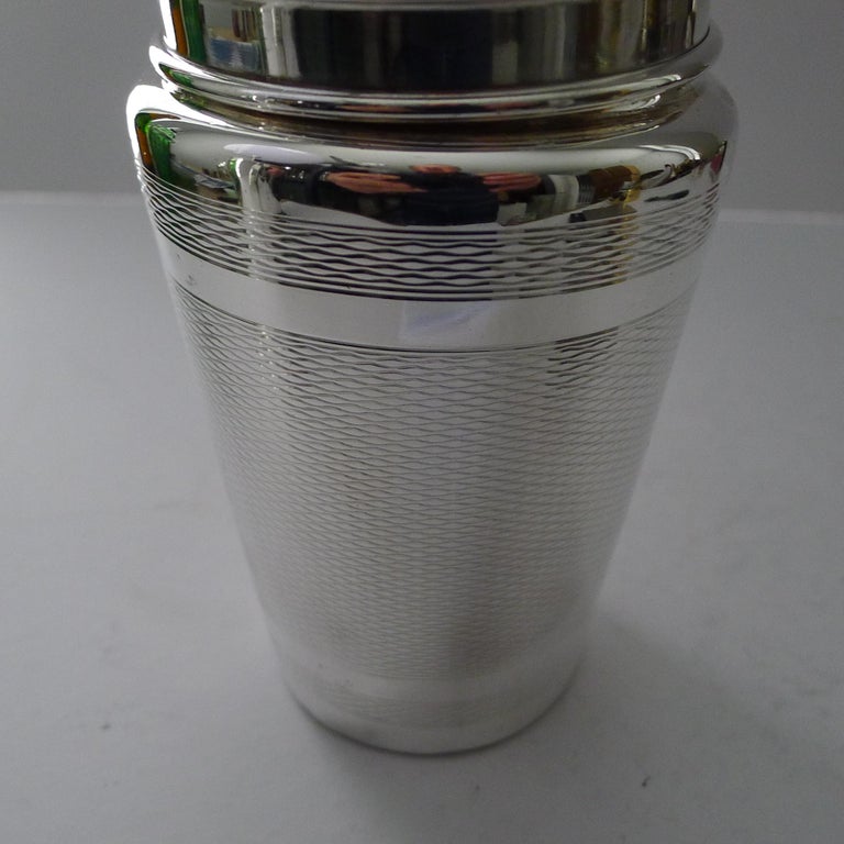 English Art Deco Engine Turned Cocktail Shaker, c.1930 at 1stDibs