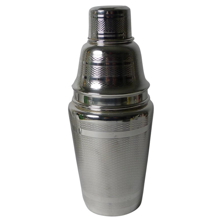 English Art Deco Engine Turned Cocktail Shaker, c.1930 at 1stDibs