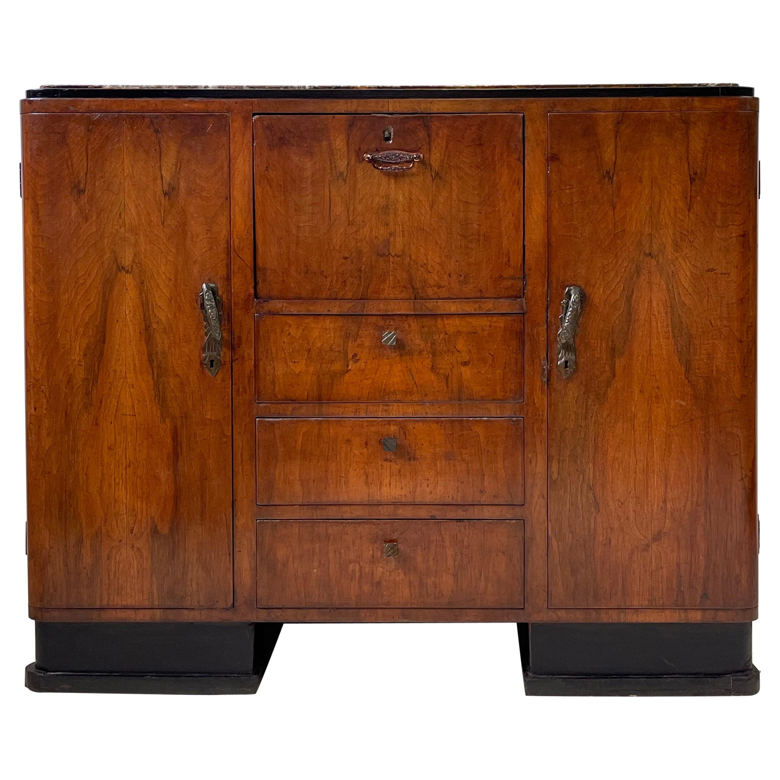 Pair of Art Deco Fluted Commodes in Rosewood at 1stDibs