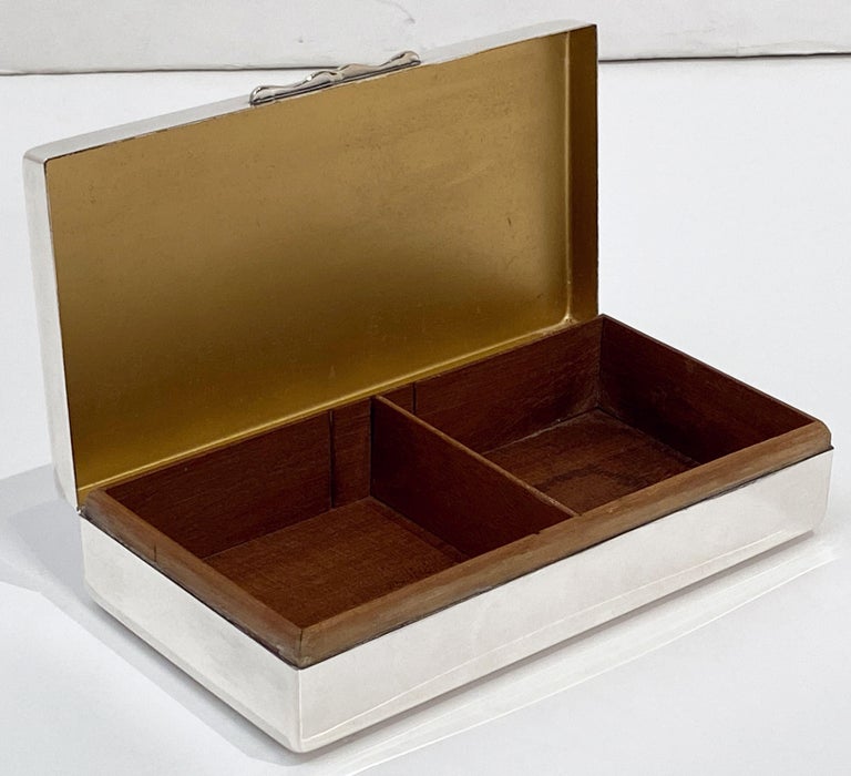 English Art Deco Silver Box with Wood Liner at 1stDibs