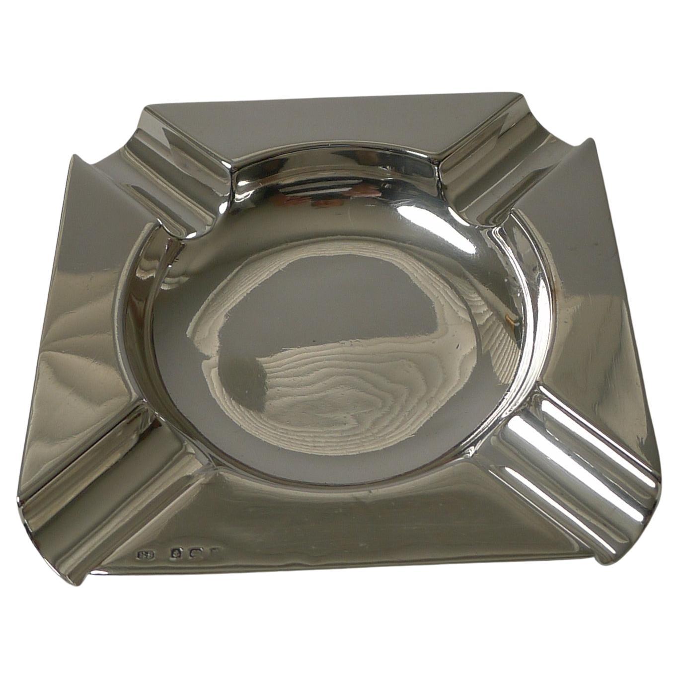 Art Deco Crystal and Sterling Cigar Ashtray at 1stDibs