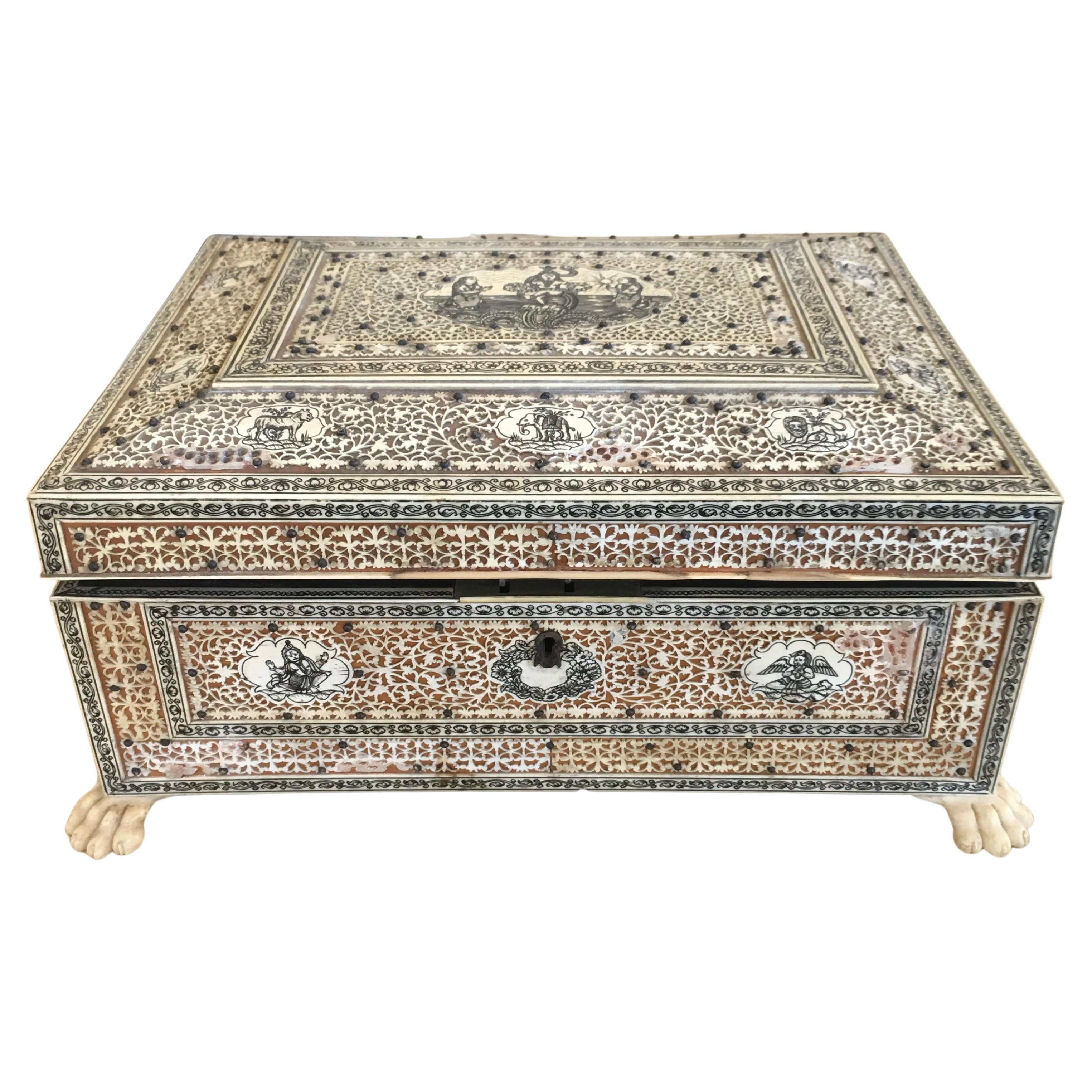 Antique Writing Box with Mother of Pearl Inlay For Sale at 1stDibs
