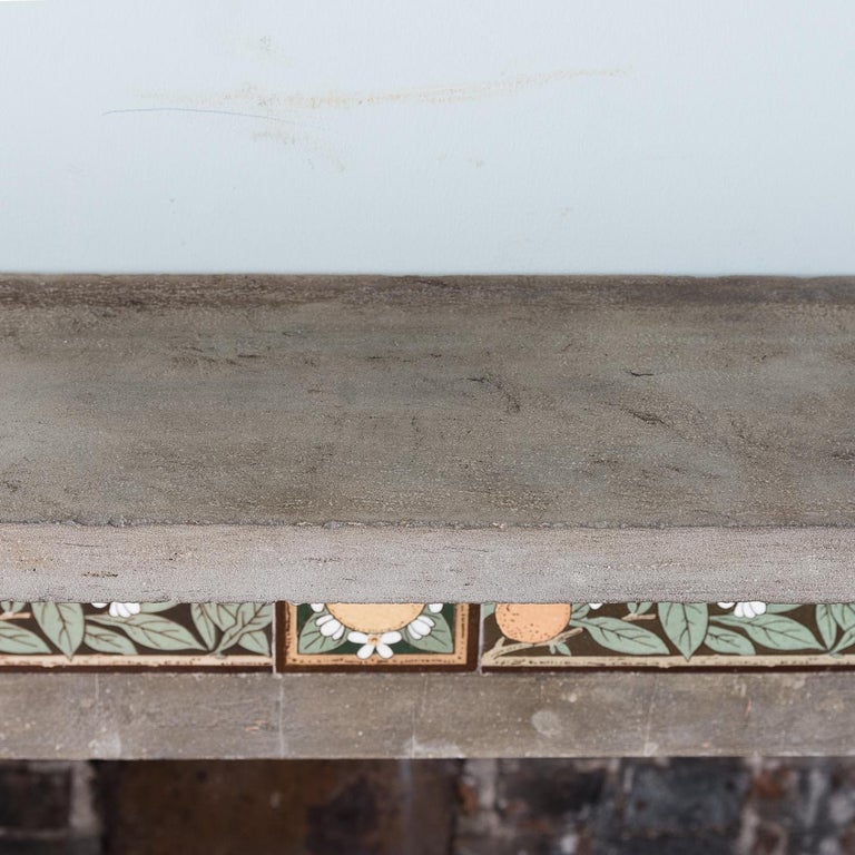English Arts and Crafts Artificial Stone and Tiled Fireplace at 1stDibs