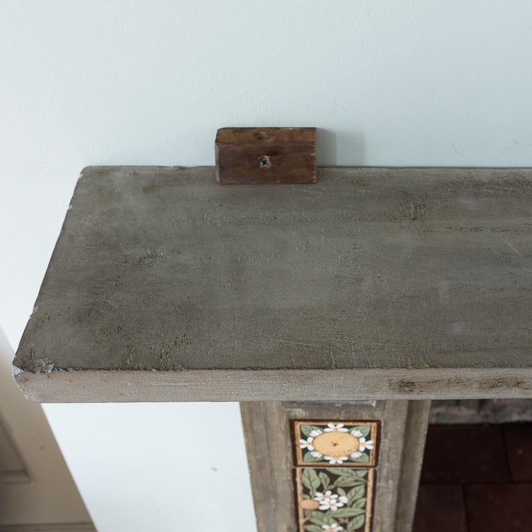 English Arts and Crafts Artificial Stone and Tiled Fireplace at 1stDibs