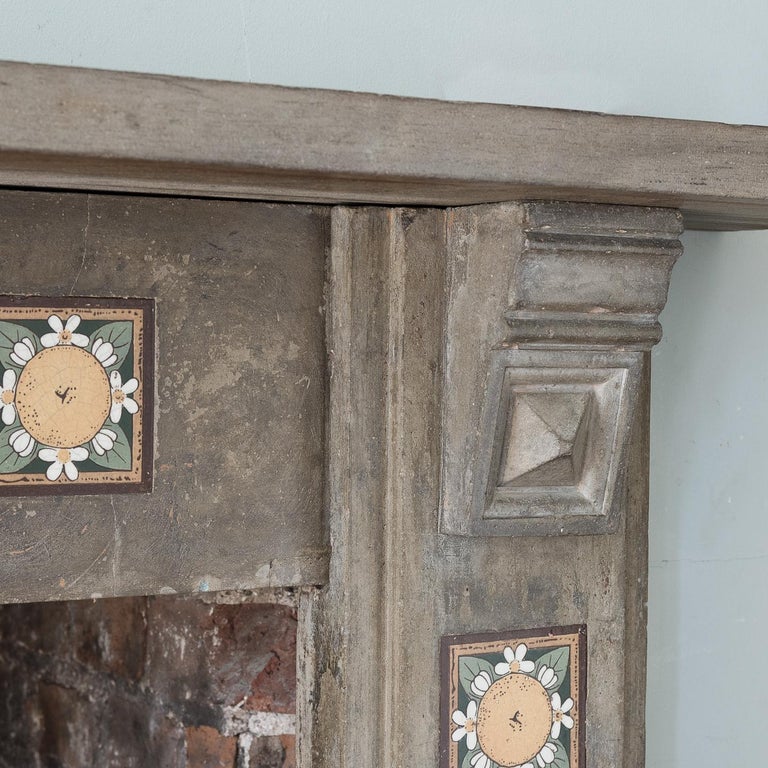 English Arts and Crafts Artificial Stone and Tiled Fireplace at 1stDibs