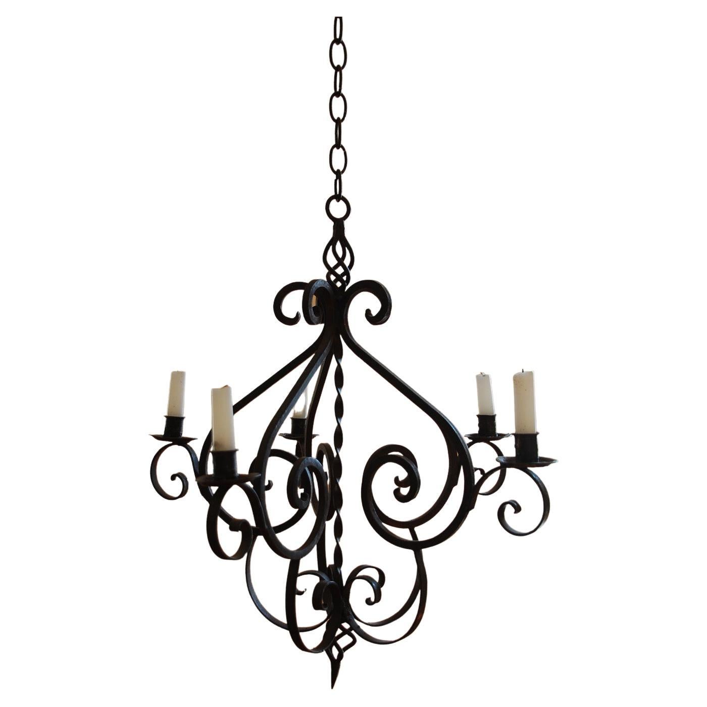 Vintage Wrought Iron Birdcage Hanging Light For Sale at 1stDibs
