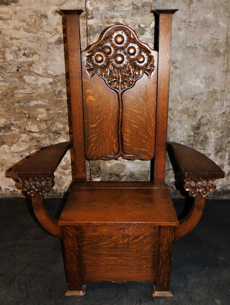 English Arts and Crafts Mission Chair circa 1890 Tree of Life Edwin ...